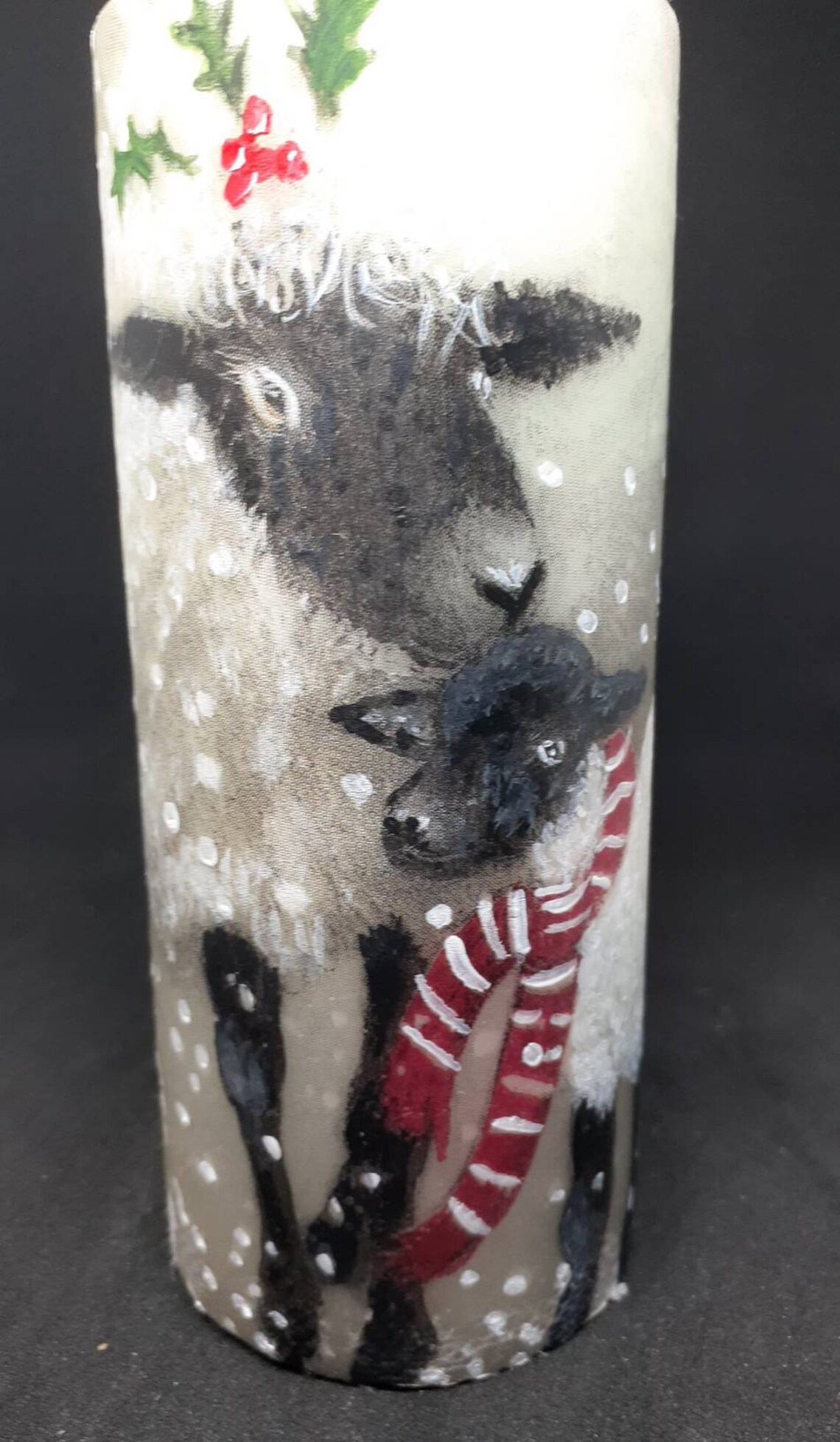 Winter Sheep Candle.hand Painted Candle.unique ,unusual Gift/christmas ...