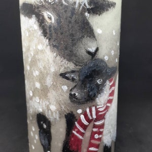 Winter Sheep Candle.hand Painted Candle.unique ,unusual Gift/christmas ...