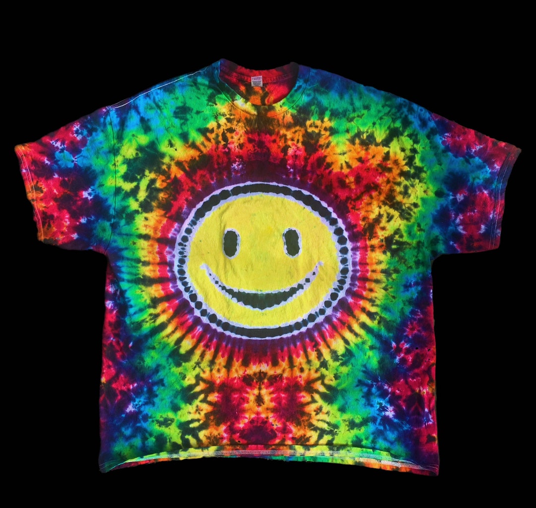 Made to Order Hand Dyed Smiley Face Tie Dye, Rainbow Tie Dye ...