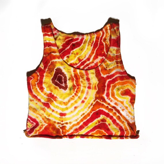 Hand dyed yellow orange and red sunset geode tie dye crop | Etsy