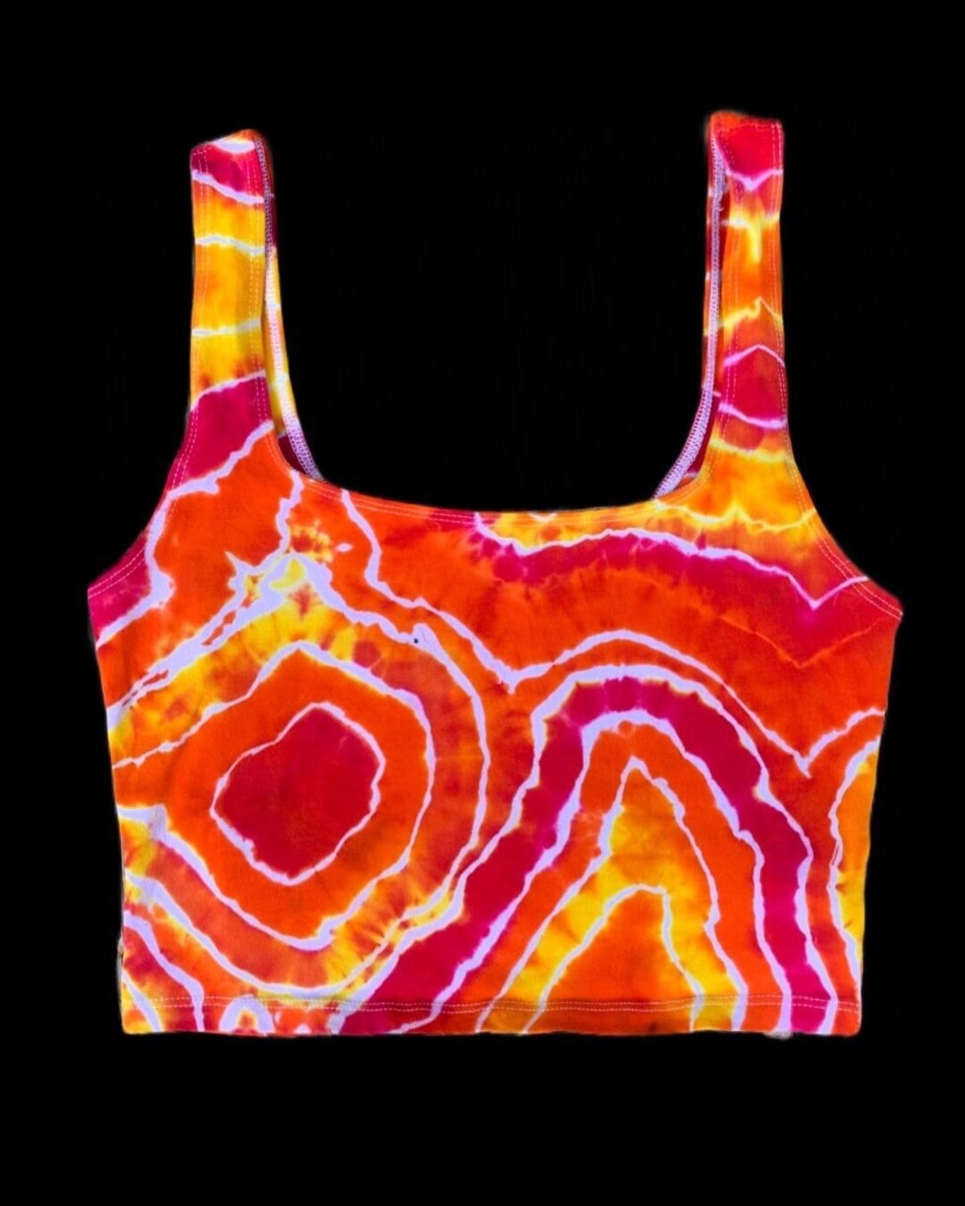 Hand Dyed Yellow Orange and Red Sunset Geode Tie Dye Crop Tank. - Etsy