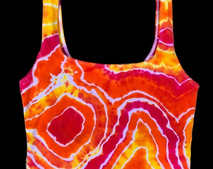 Hand Dyed Yellow Orange and Red Sunset Geode Tie Dye Crop Tank. - Etsy