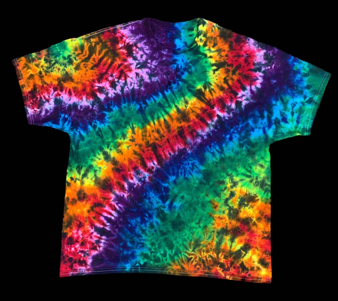 Made to Order Hand Dyed Rainbow Scrunch Tie Dye T-shirt. Rainbow Hippie ...