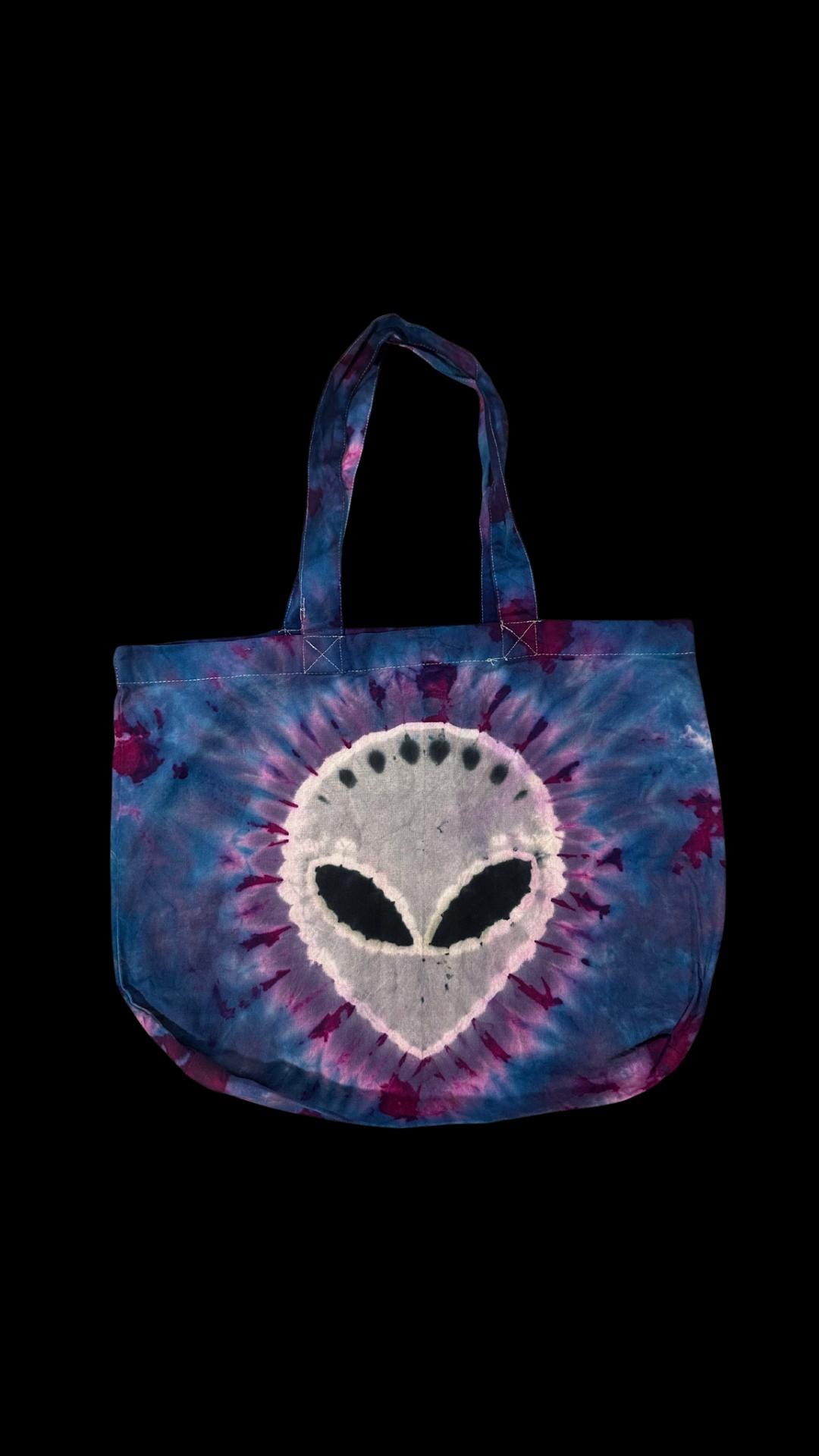Tie Dye Alien Tote Bag, Grey Alien Tie Dye, Purple Tie Dye Tote ...
