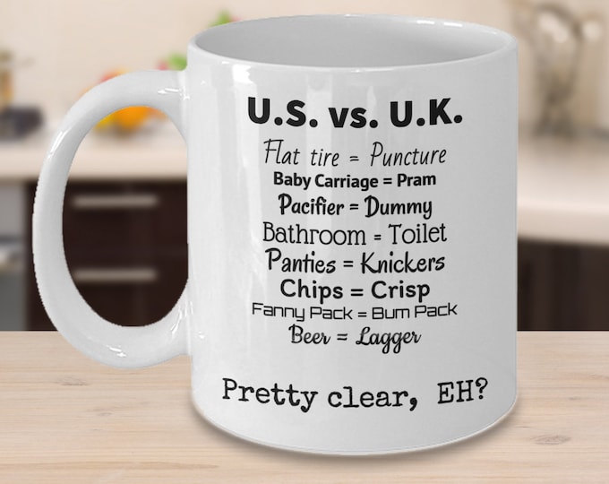 Funny English Slang Mug-english Professor Gift-grammar Mug-american Vs ...