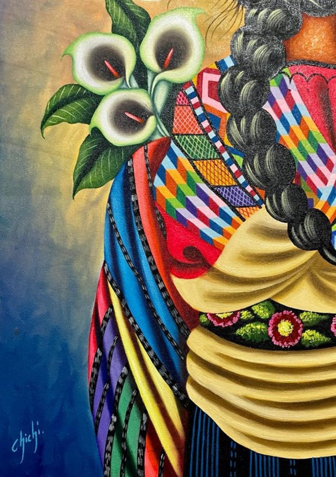 Original Oil Painting of Indigenous Woman/guatemala Art/mayan Painting ...