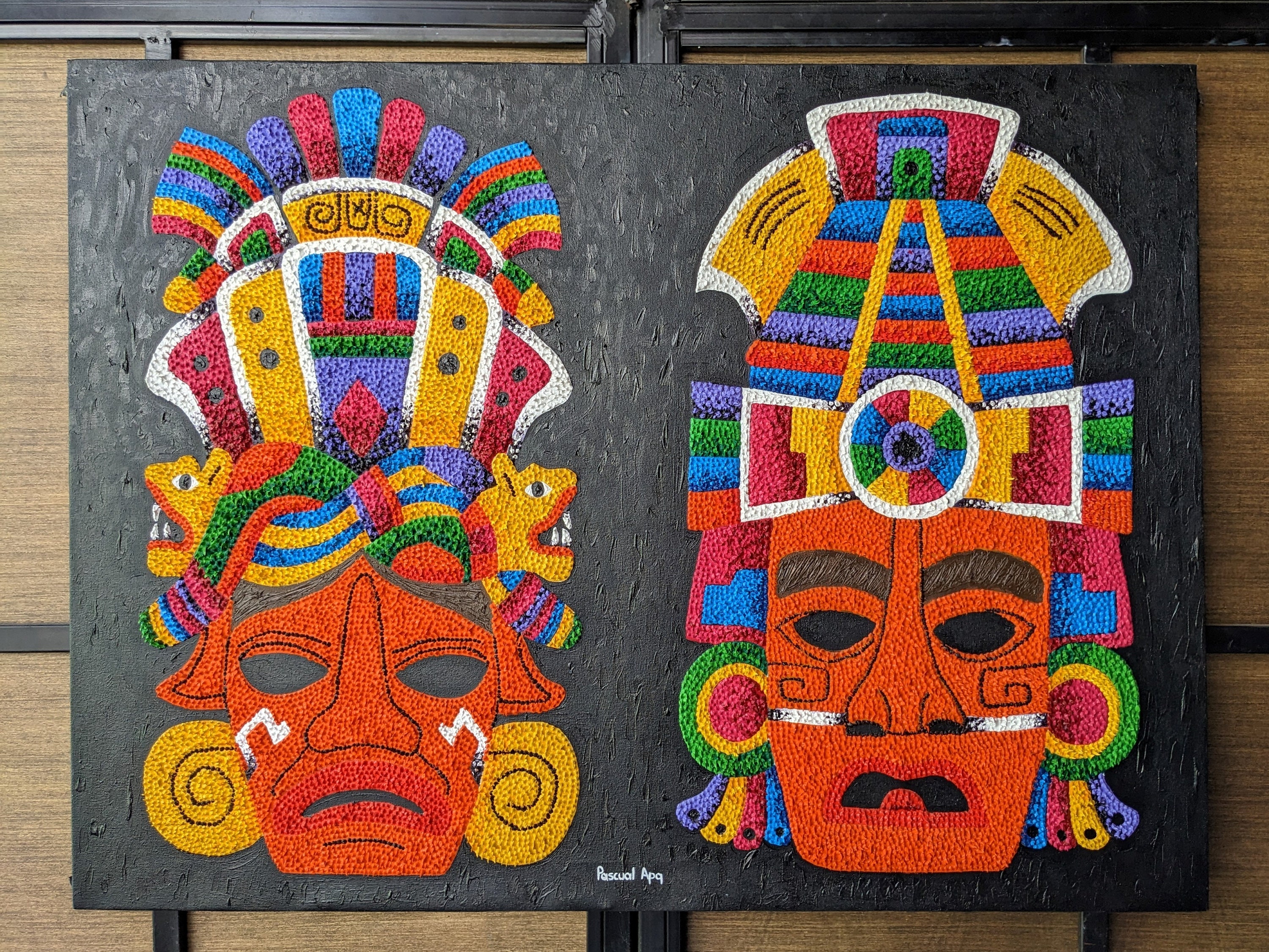 Original Oil Painting of Mayan Masks/abstract/guatemala - Etsy