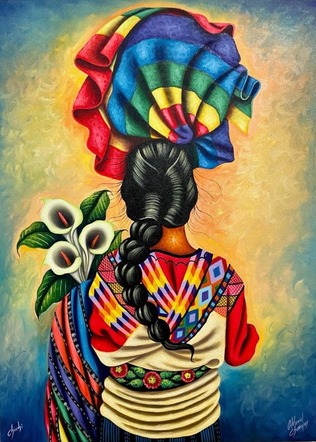 Original Oil Painting of Indigenous Woman/guatemala Art/mayan Painting ...