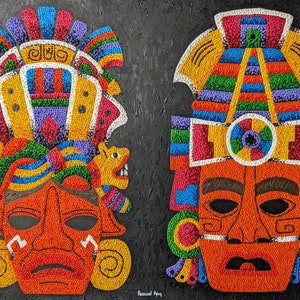 Original Oil Painting of Mayan Masks/abstract/guatemala Art/mayan Art ...