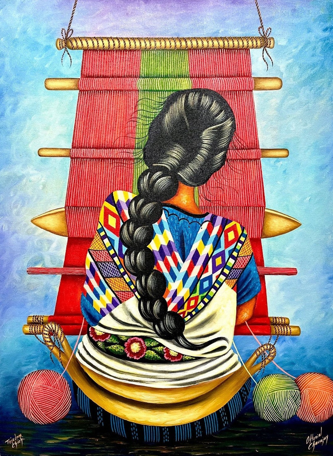 Original Oil Painting of Indigenous Woman/guatemala Art/mayan Painting ...