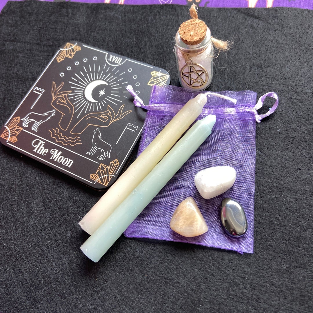 Crystals Spell Kit. Crystals and Spell With a Moon Theme Tarot Card ...