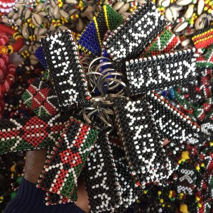 African Beaded Keychains/ Leather Keychains/ Maasai Beaded Keychain ...