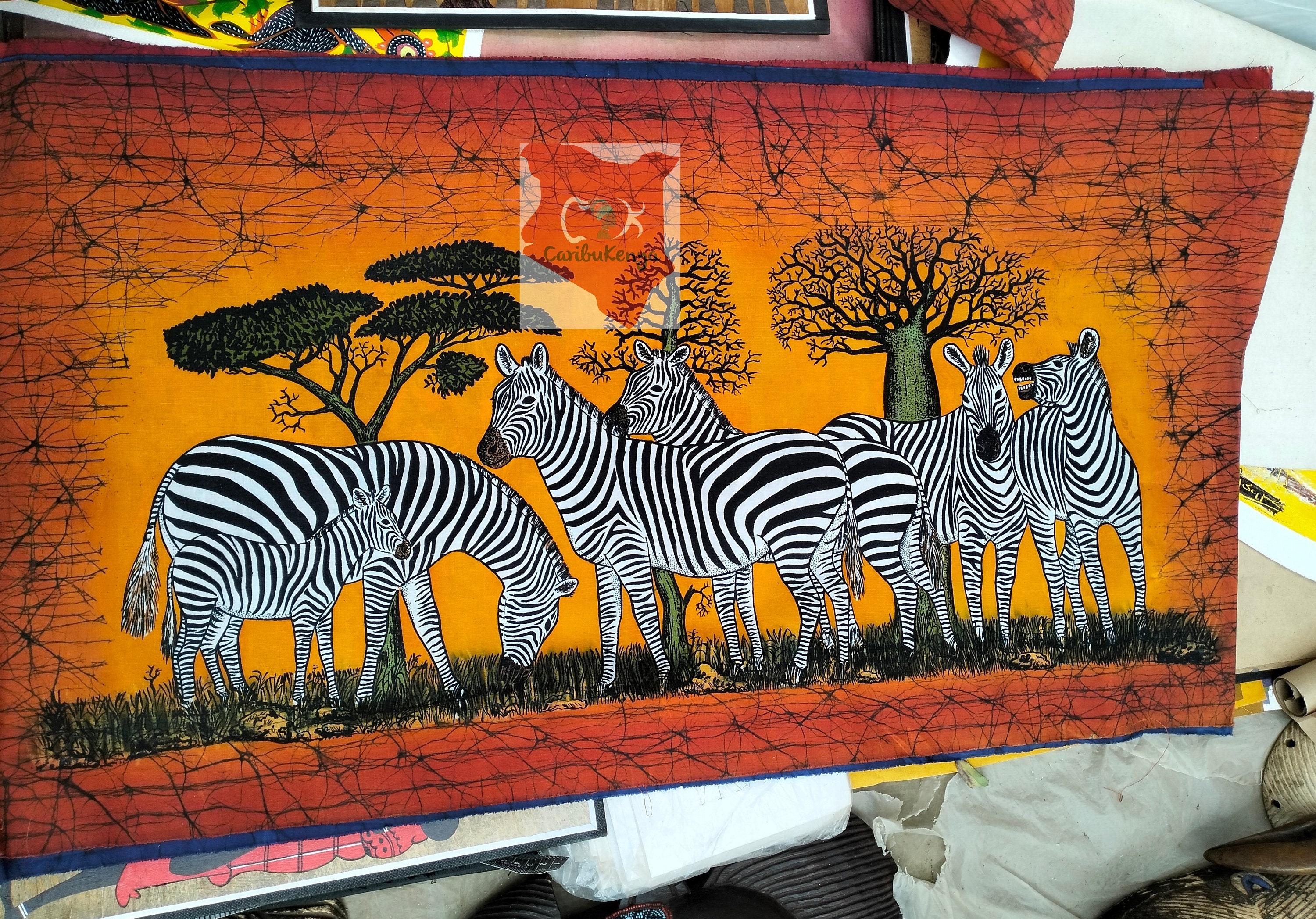 Zebra Batik Zebra Family Batik Wild Animals Batik Wall - Etsy