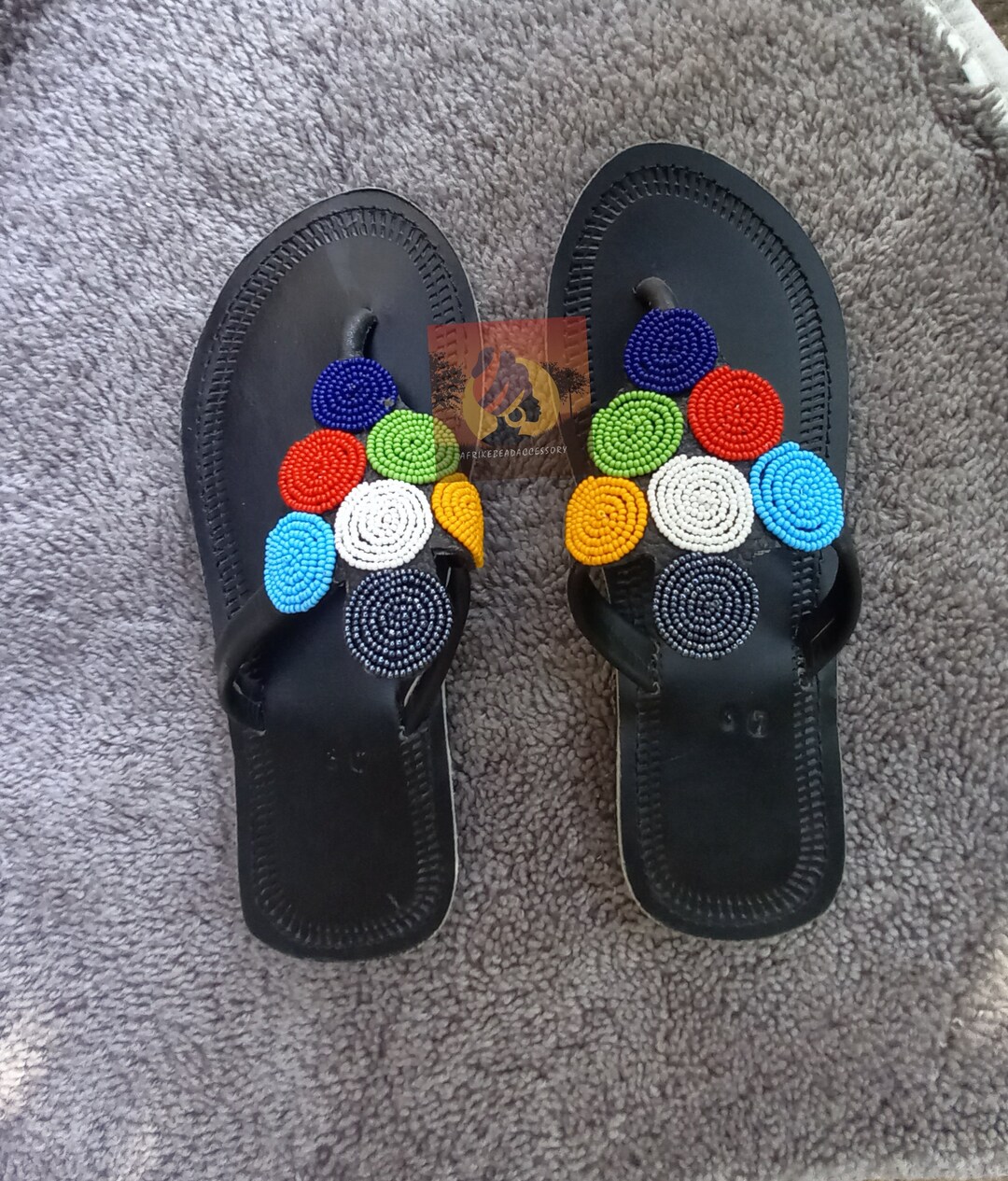 Black Sandals, Women Shoes, Masai Sandals, Leather Sandals, Beaded ...