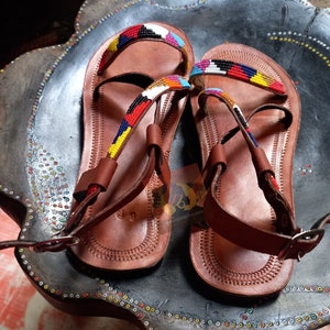 Masai Sandals Beaded Sandals Leather Sandals African Sandals Maasai ...