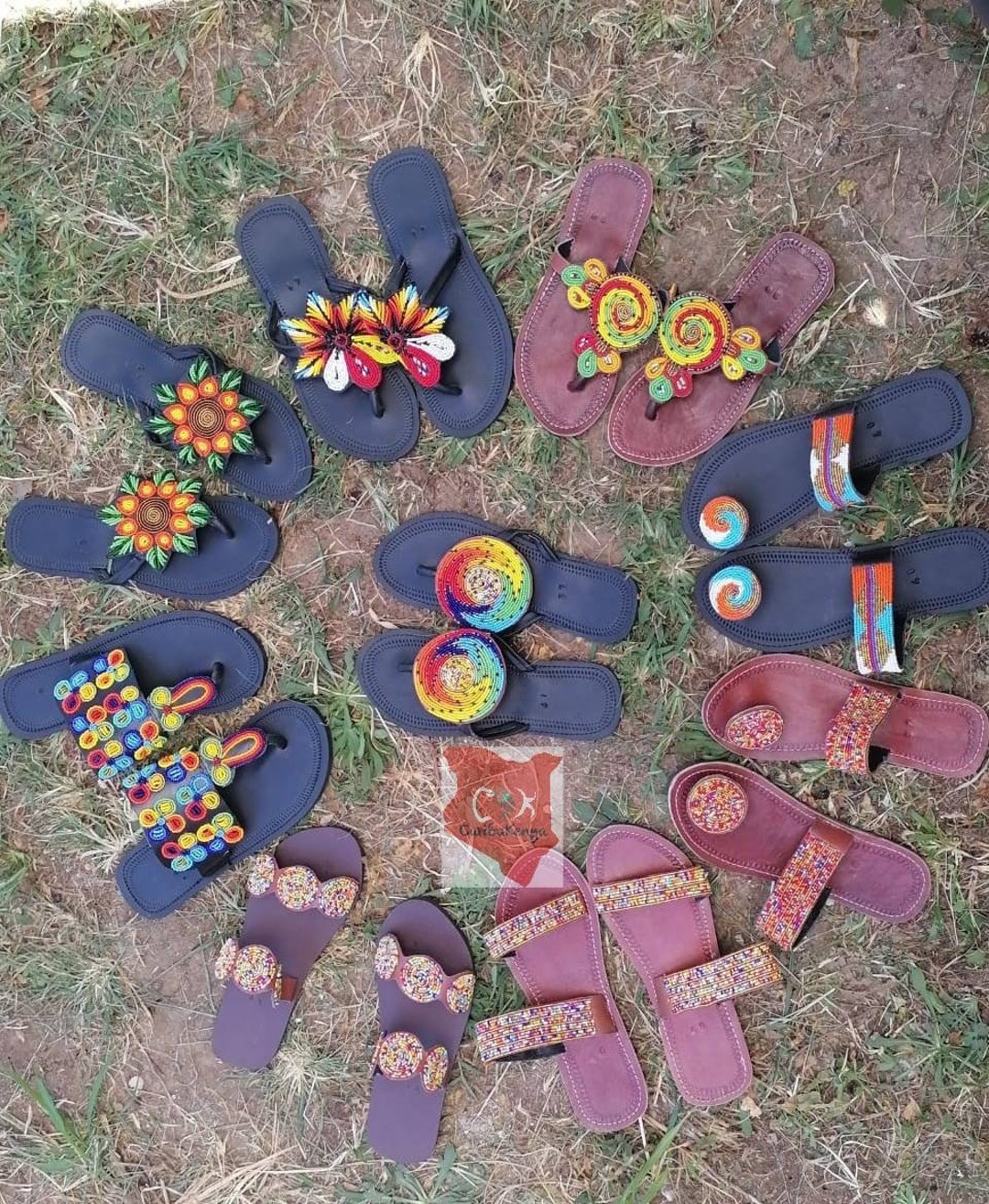 9 Pairs Female Beaded Sandal,masai Sandals,leather Sandal,handmade ...