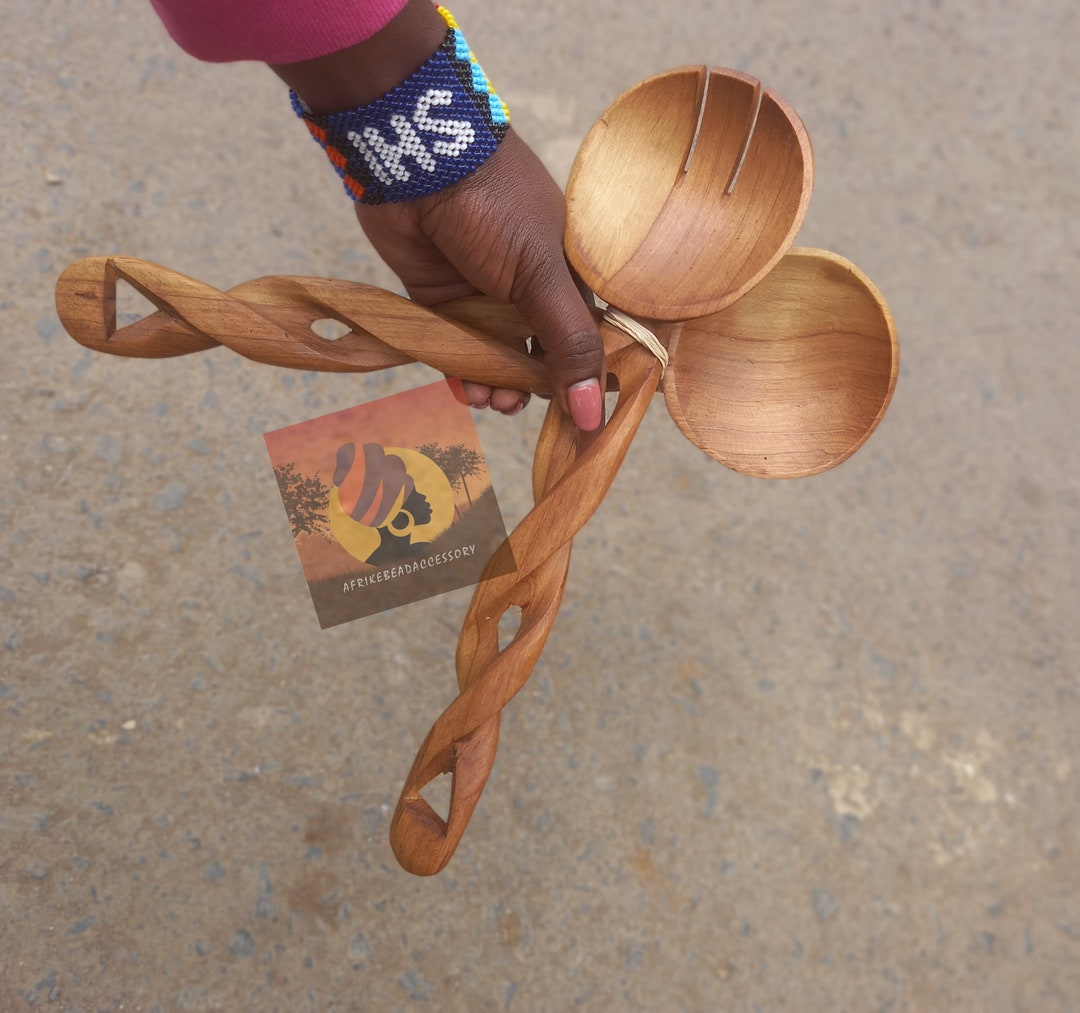 On Sale Olive Wood Serving Spoon Salad Spoon African Handmade Kitchen ...