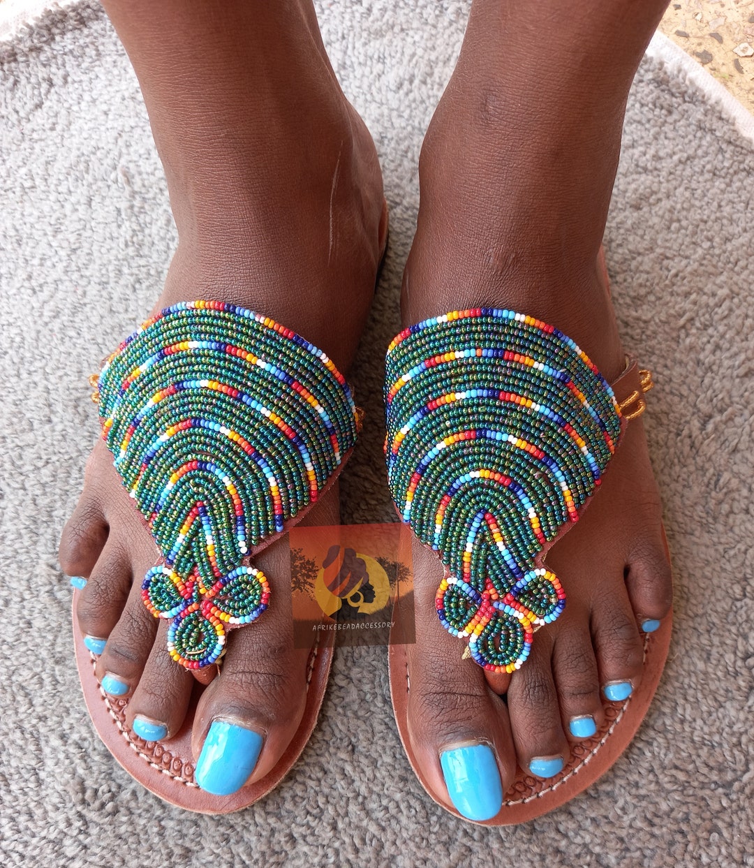 African Beaded Sandals, Maasai Sandals, Leather Sandals, Handmade ...