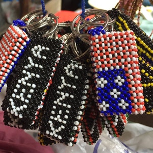 African Beaded Keychains/ Leather Keychains/ Maasai Beaded Keychain ...