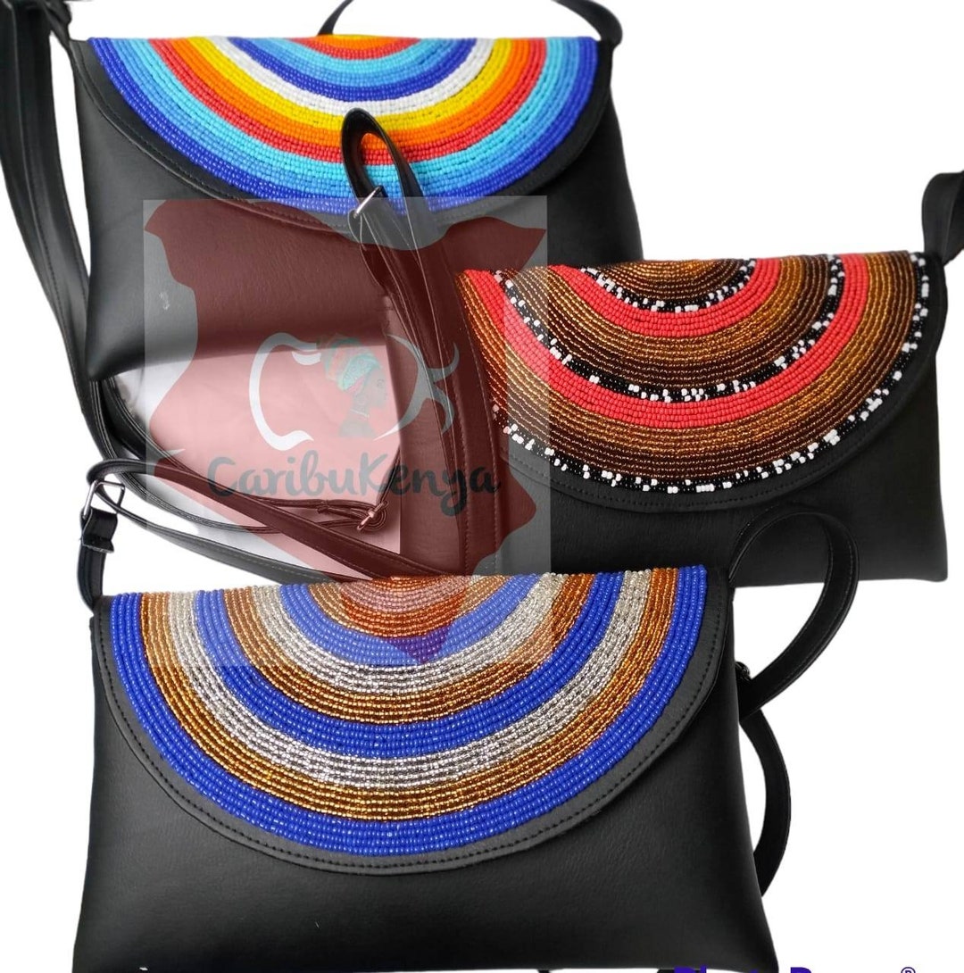 Leather Masai Bead Clutch Bag,african Handmade Beaded Slingbag,women ...