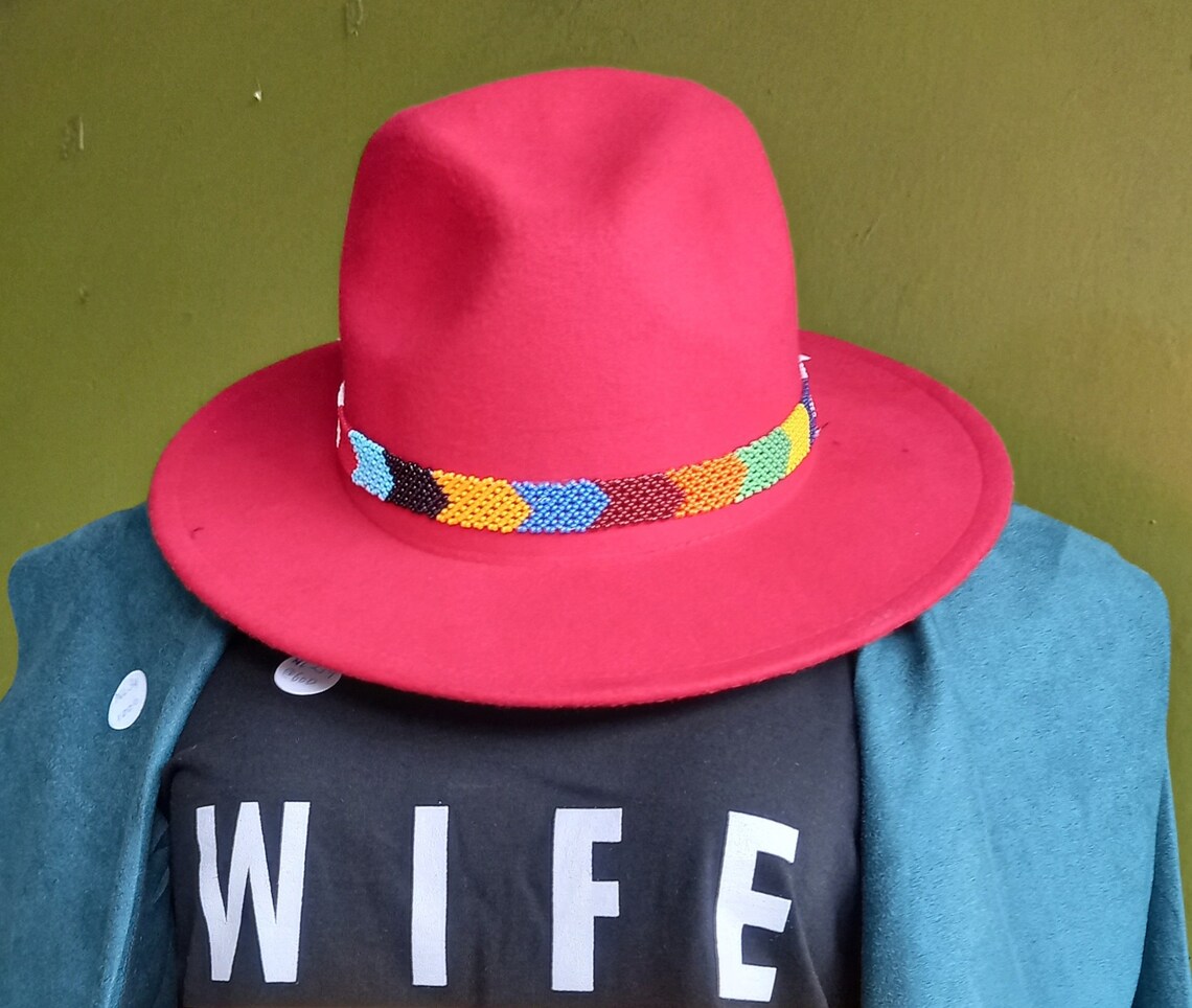 Fedora Fashion Colorful Fedoras Beaded Hat Zulu Hats - Etsy