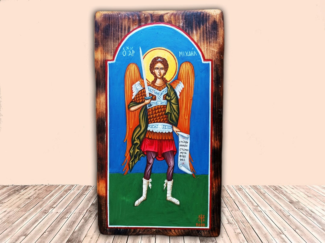 Archangel Michael Icon / Greek Original Byzantine Hand Painted Orthodox ...