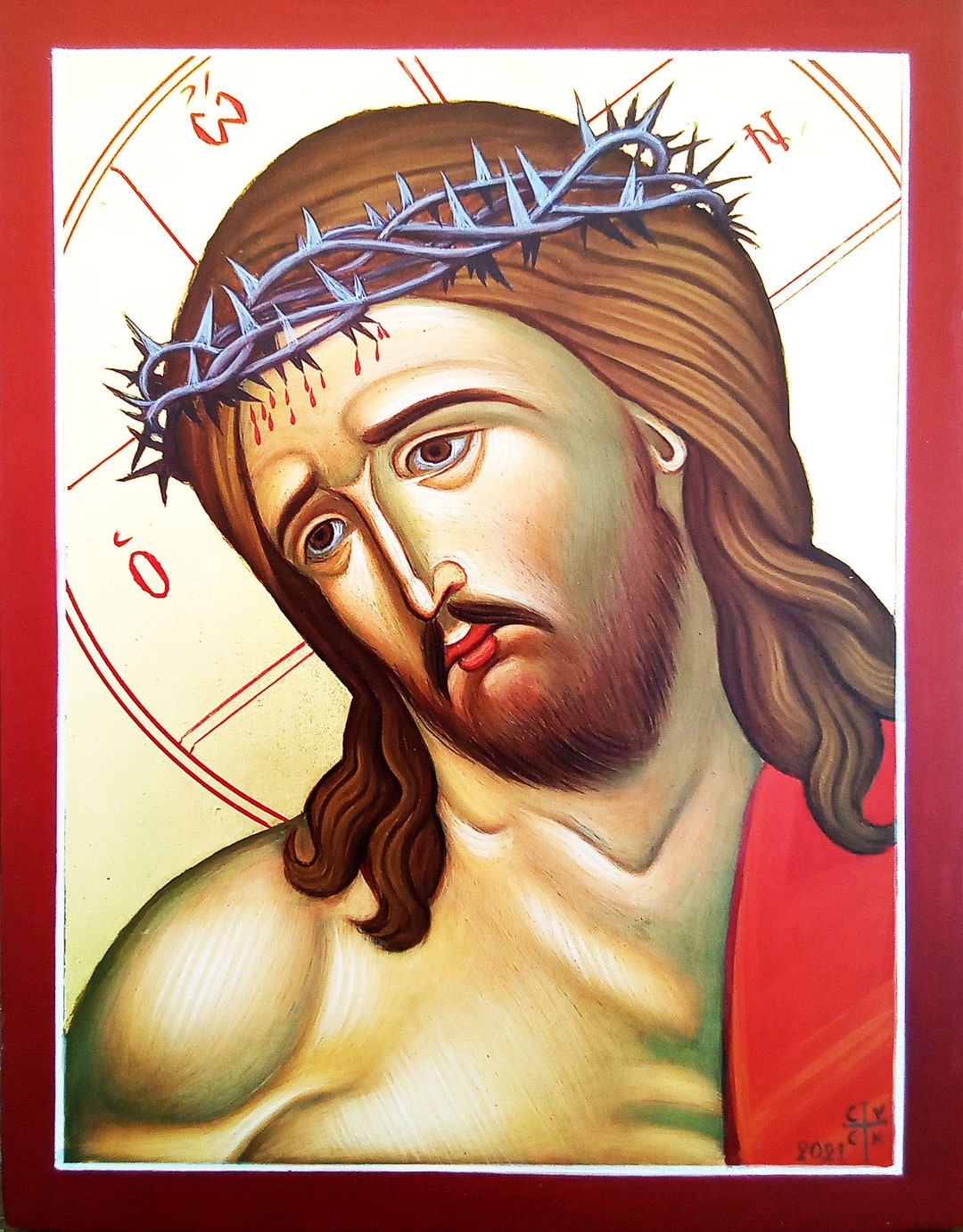 Jesus Christ the Bridegroom of the Church, Greek Hand Painted Byzantine ...