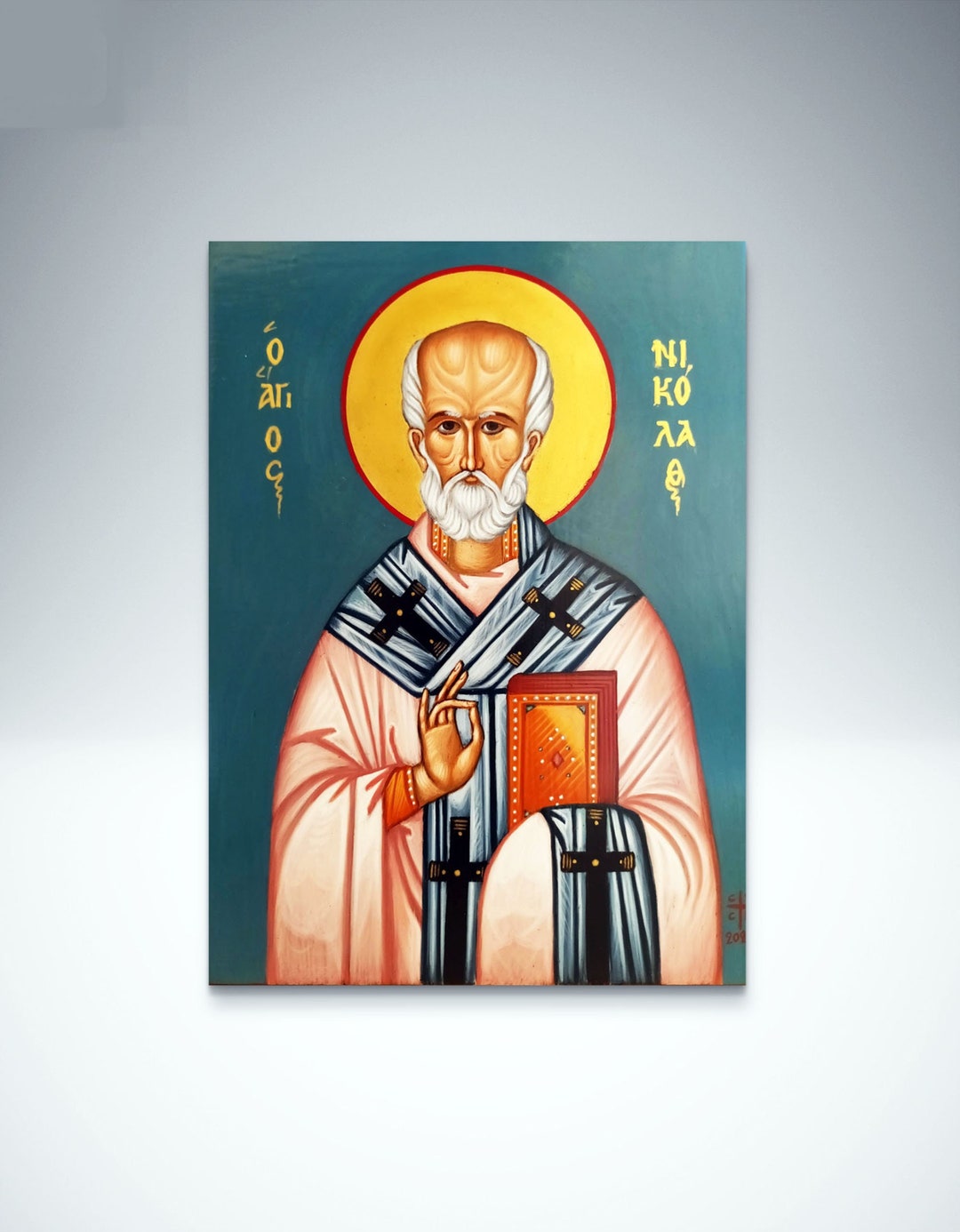 Saint Nicholaos Icon /hand Painted Greek Byzantine Original Orthodox ...