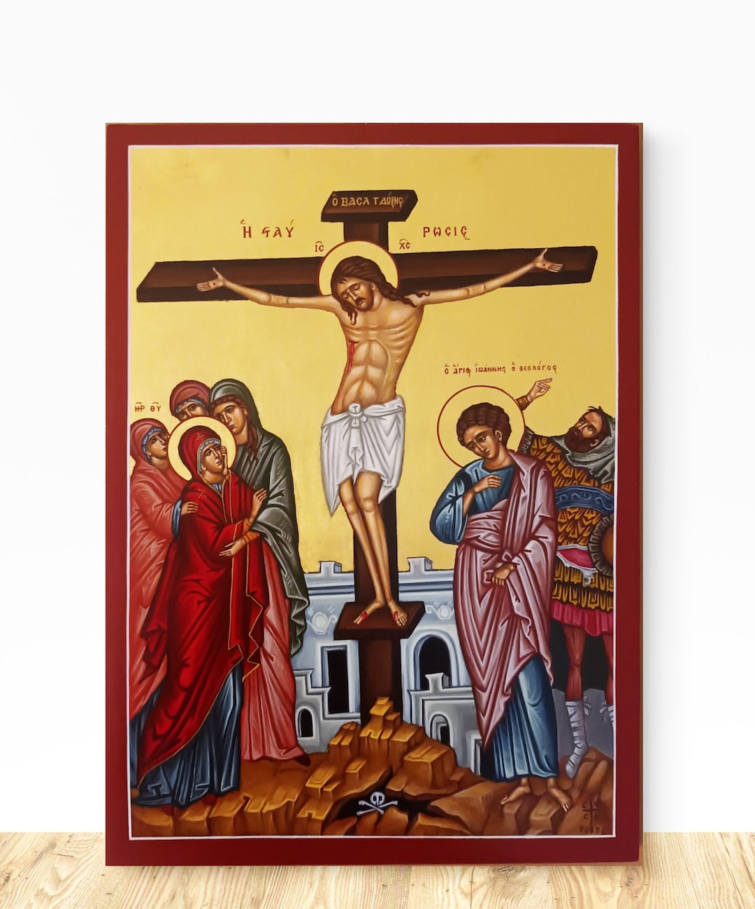 Hand Painted Orthodox Icon of the Crucifixion of Jesus Christ / Greek ...