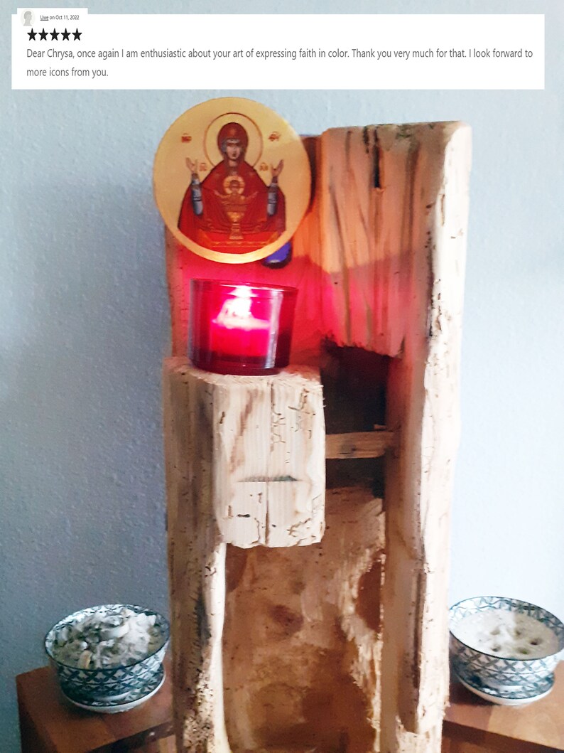 Virgin Mary Icon With Jesus Christ in the Chalice / Small Round Hand ...