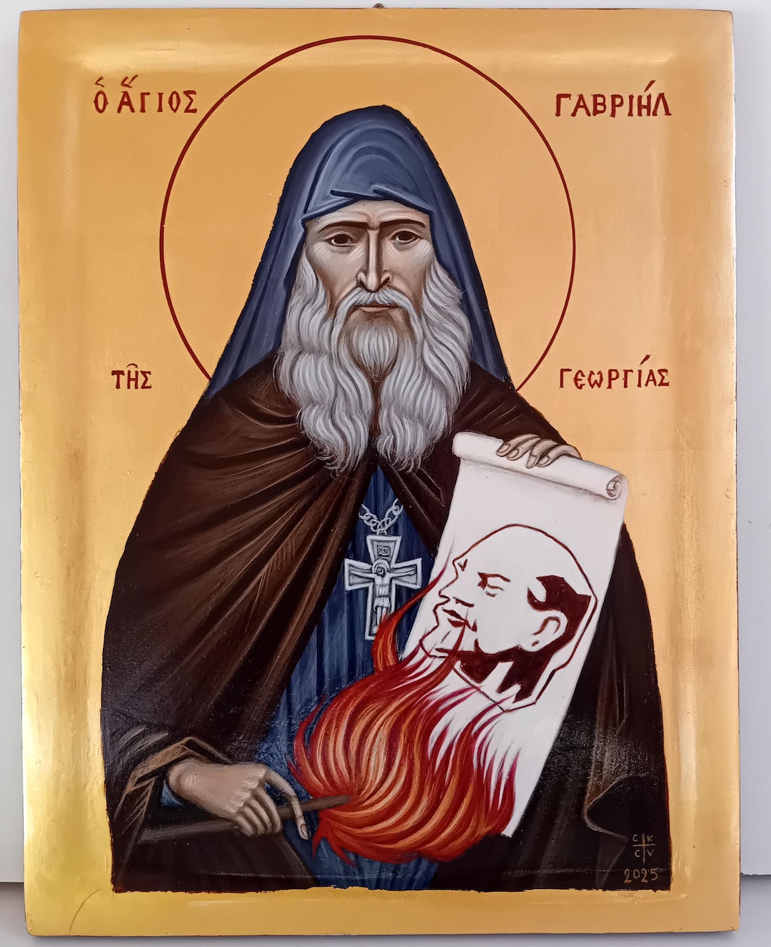 Hand-painted Icon of Saint Gabriel of Georgia | 22k Gold Gilded | Made ...