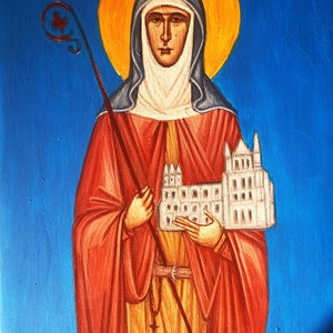 Saint Hilda Icon, Hand-painted Byzantine Art, Orthodox Christian Abbess ...