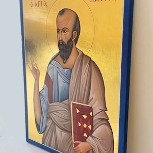 Apostle Paul Icon, Hand Painted Original Greek Byzantine Orthodox Icon ...
