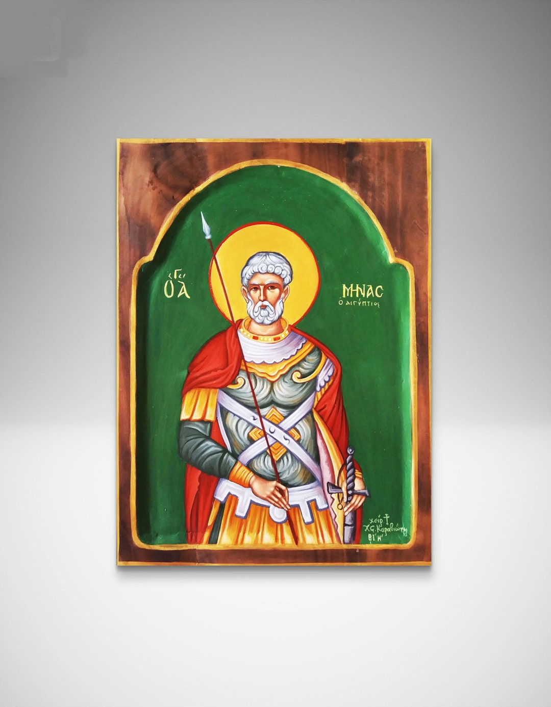 Saint Menas Icon / Original Hand Painted Orthodox Icon/st Mina Greek ...