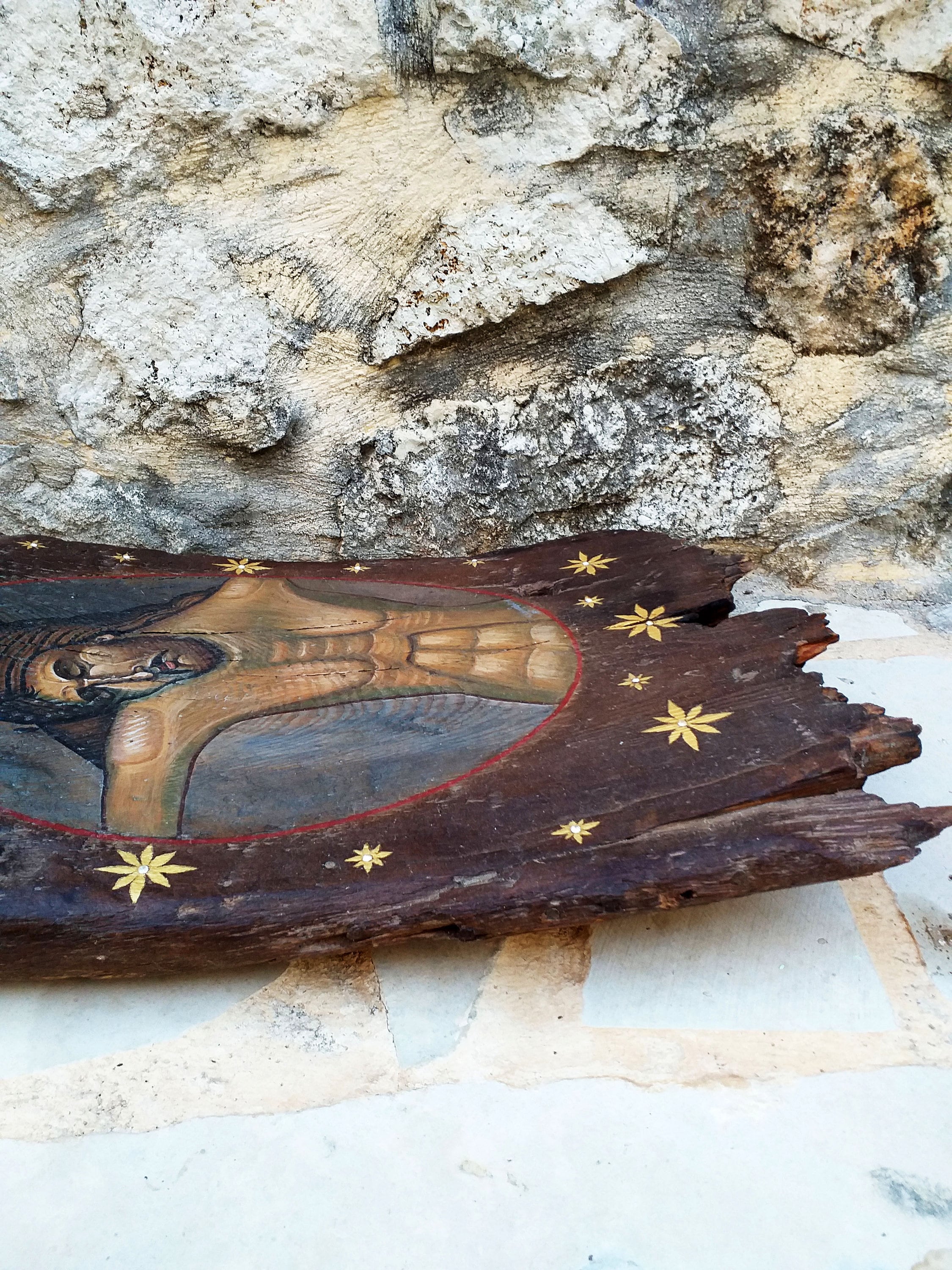 Jesus on the Cross Original Greek Orthodox Byzantine Antique Painting ...