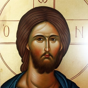 Hand-painted Jesus Christ Greek Byzantine Orthodox Icon on 30x40cm ...