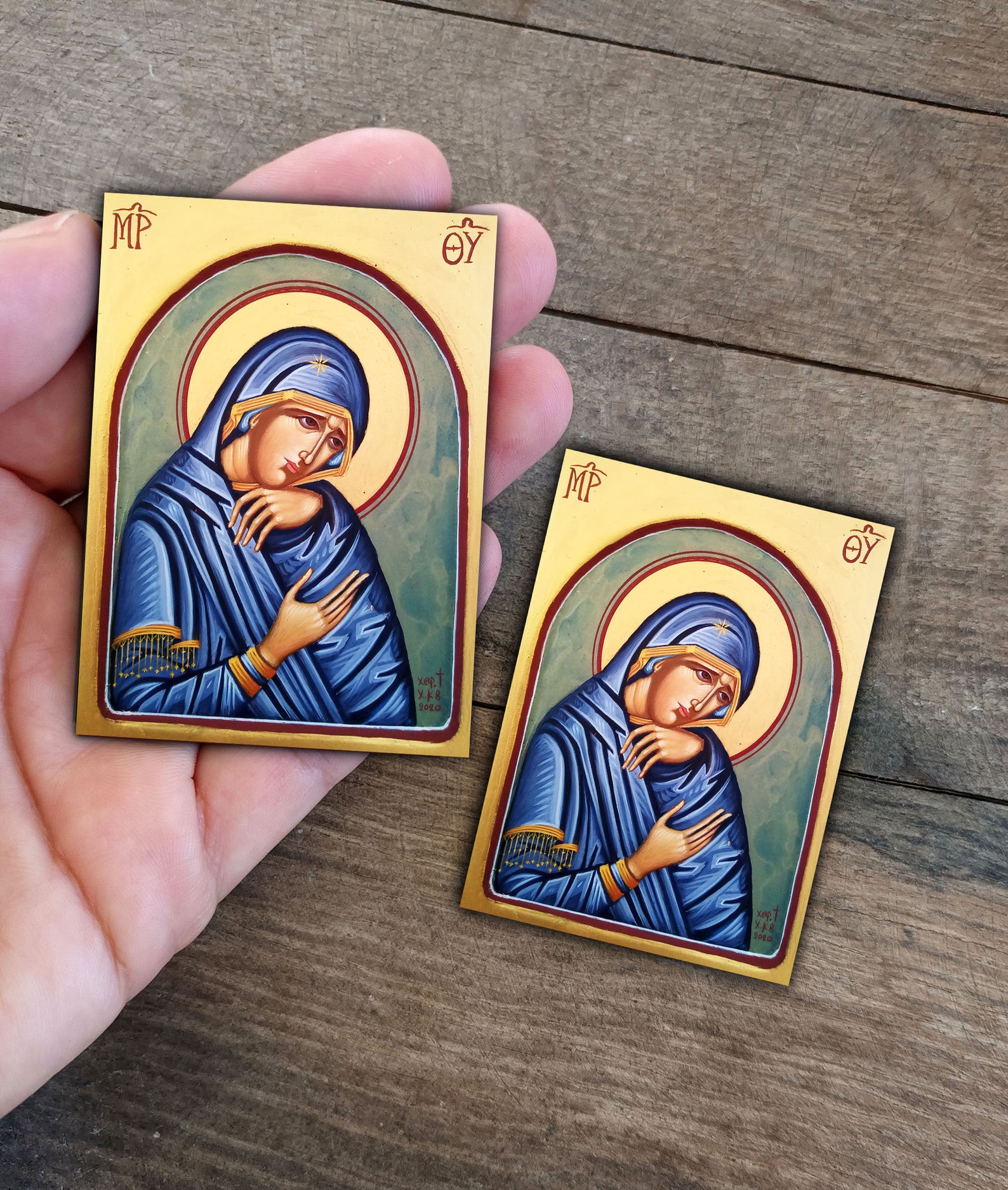 Virgin Mary Icon, Our Lady of Sorrows Original Greek Hand Painted ...