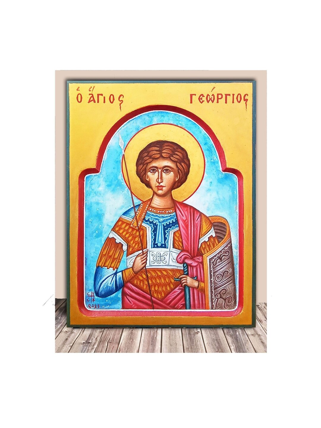 Saint George Icon / Original Hand Painted Greek Byzantine Orthodox Icon ...