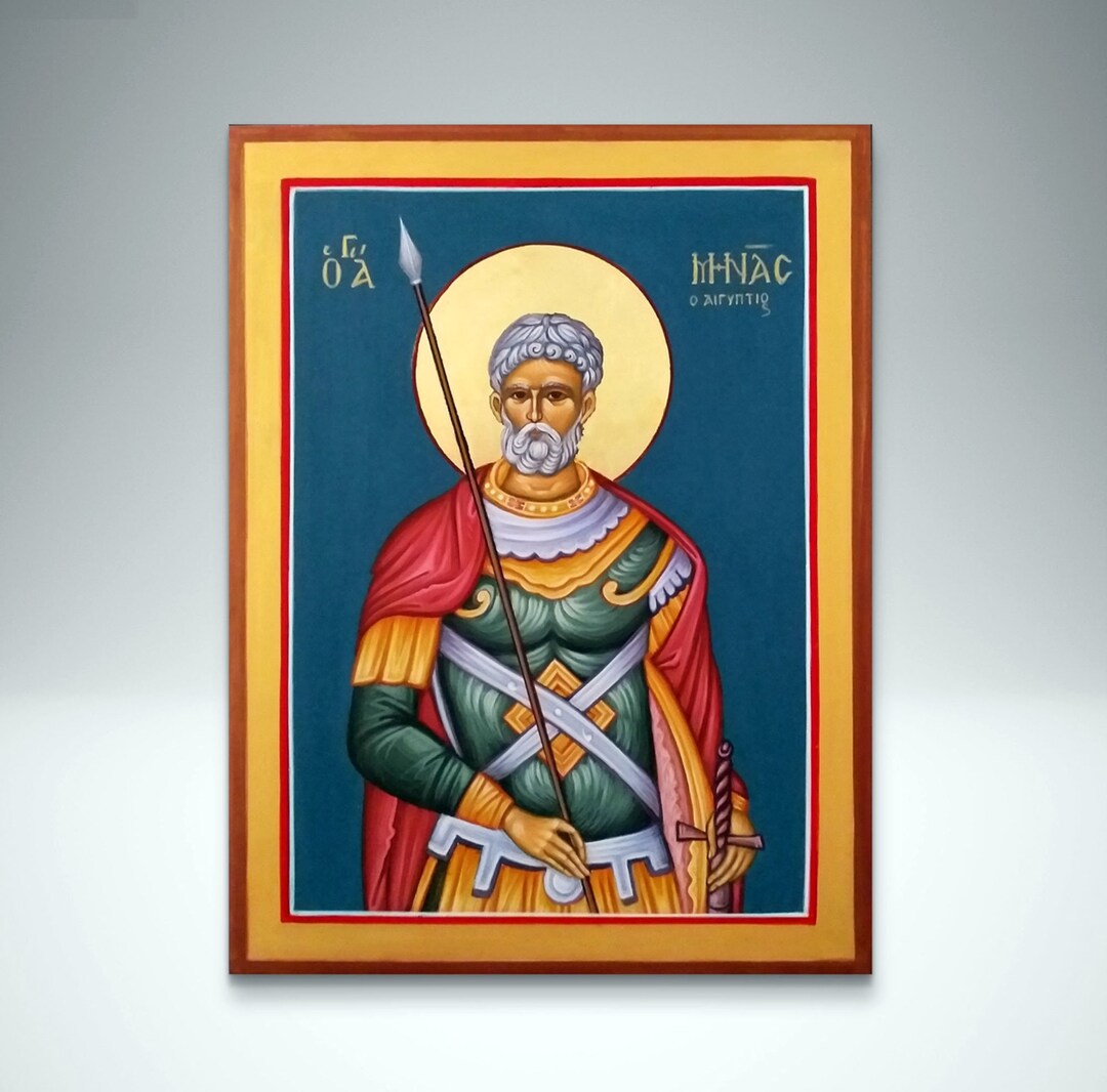 Saint Menas Icon/hand Painted Original Byzantine Orthodox Icon Saint ...