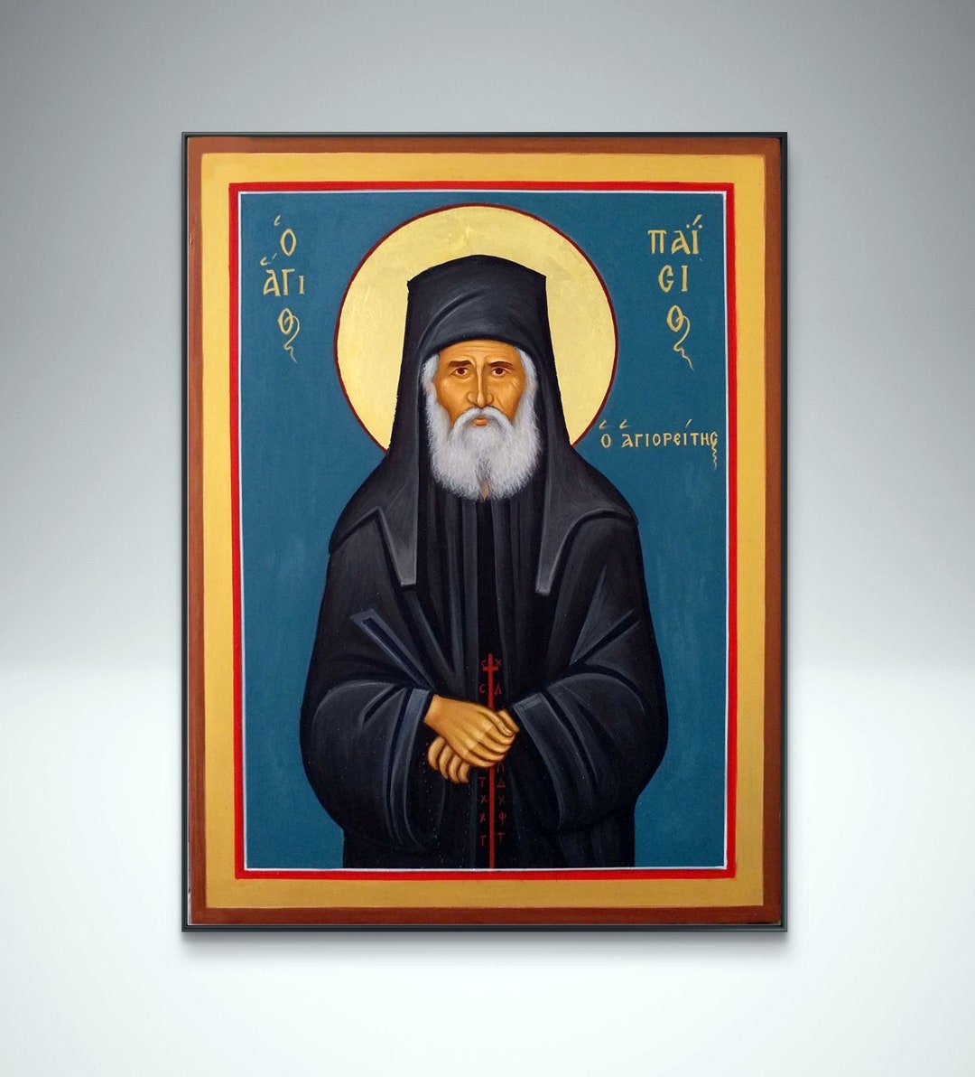 Saint Paisios Icon/hand Painted Greek Byzantine Orthodox Icon/greek ...