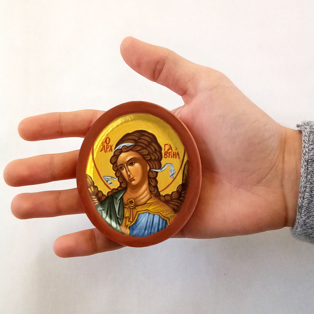 Archangel Gabriel Icon, Hand Painted Greek Byzantine Small Orthodox ...
