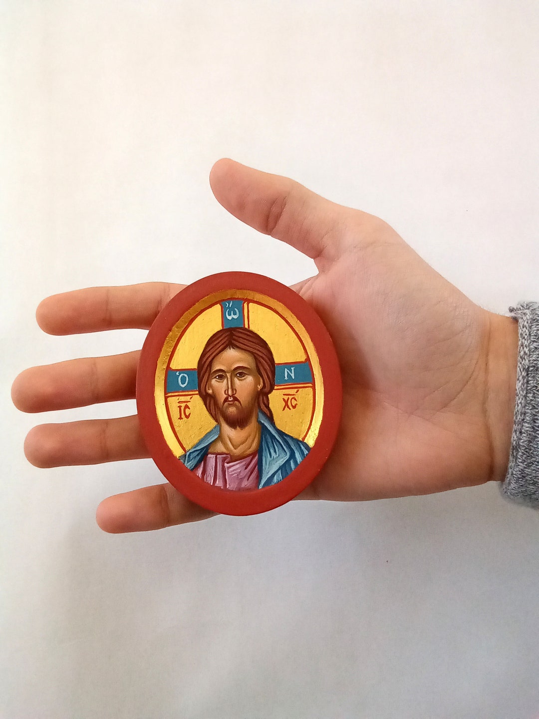 Jesus Christ Icon/hand Painted Small Greek Byzantine Οrthodox Icon ...