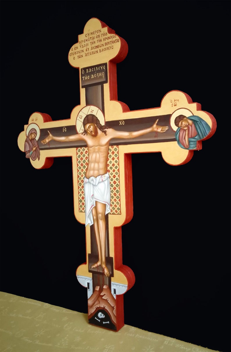 Greek Orthodox Cross / Jesus Christ Crucifixion With Virgin Mary and St ...
