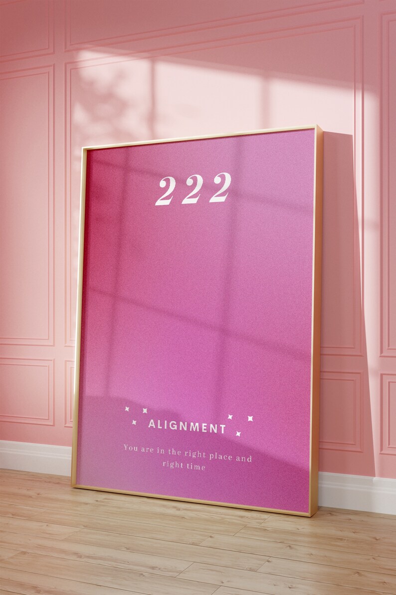 Angel Number Aura Poster 222, Gradient Trendy Retro Wall Art Print ...