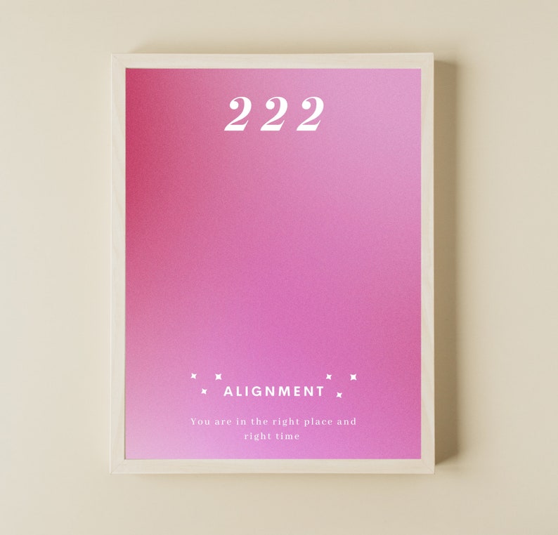 Angel Number Aura Poster 222, Gradient Trendy Retro Wall Art Print ...