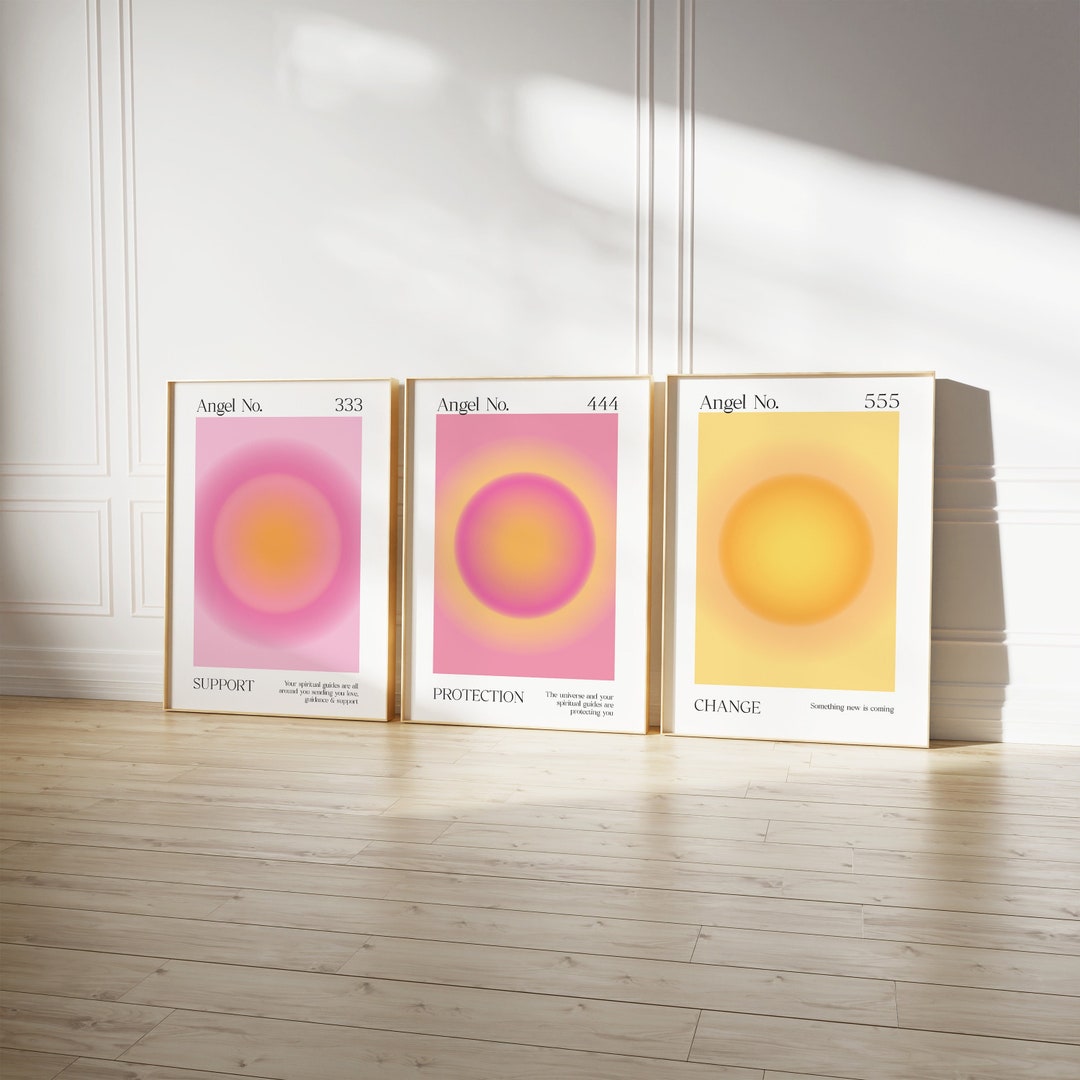 Angel Numbers Set of Three Prints, Cute Feminine Affirmation Printables ...
