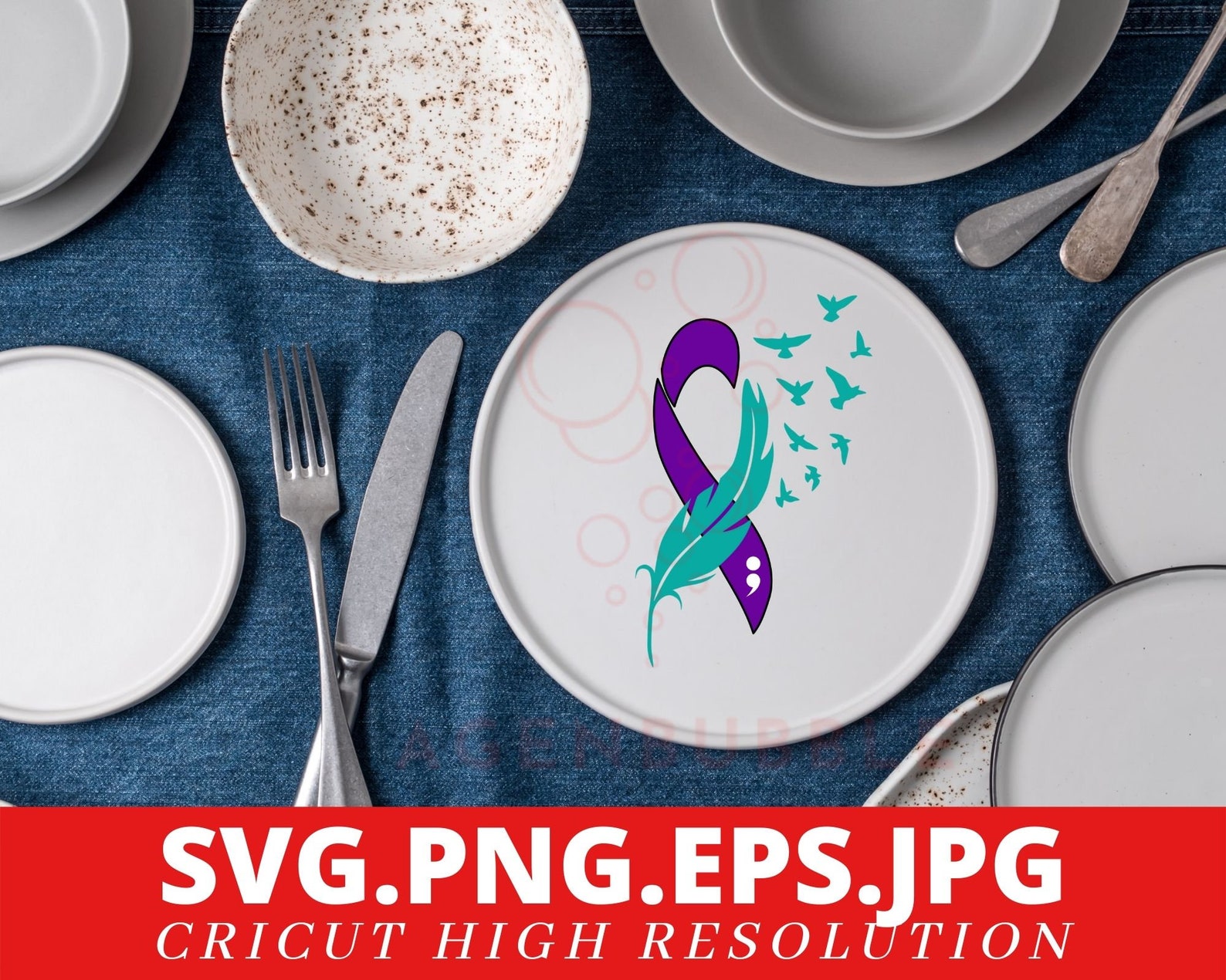 Semicolon Feather Svg Ribbon Suicide Depression Prevention - Etsy