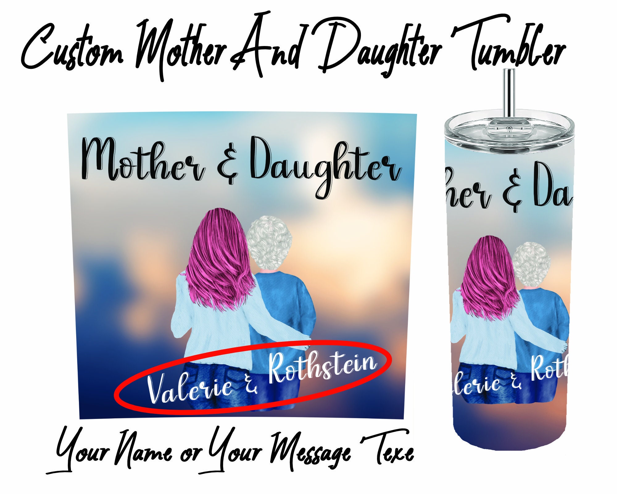 Custom Mother And Daughter Tumbler 20oz Skinny Mother T Etsy