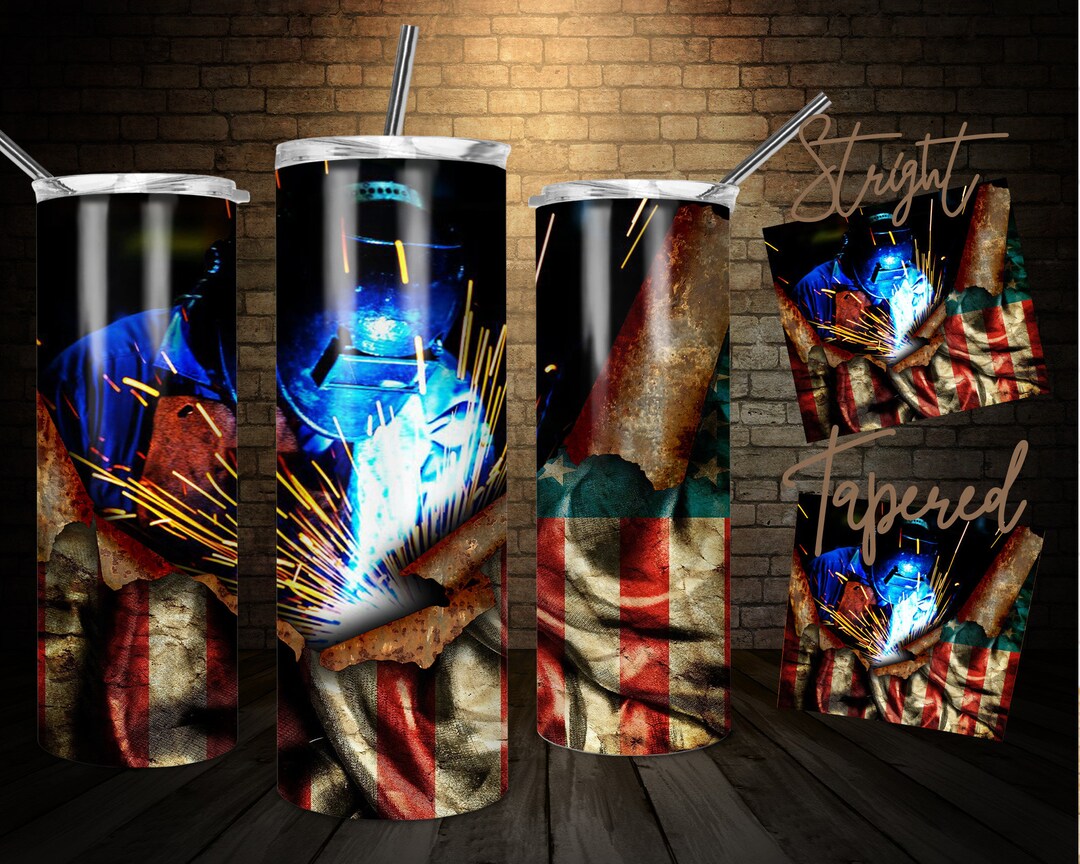 Patriotic American Welder 20oz Skinny Tumbler Sublimation Designs for ...