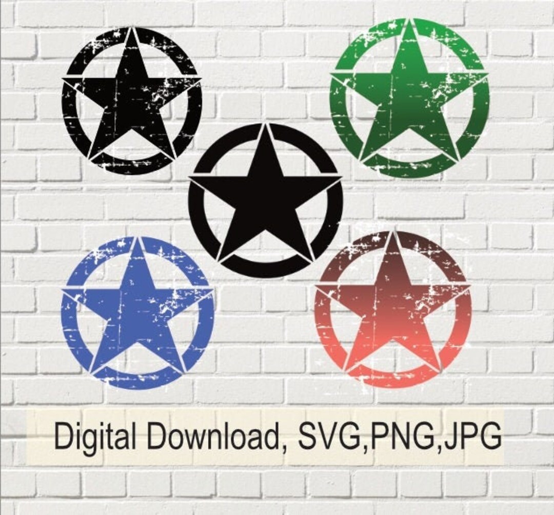 Bundle Distressed Army Star SVG File, Cut File for Cricut and ...